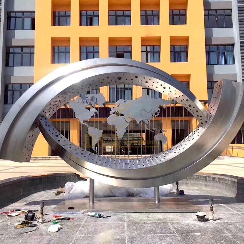 Wholesale square decorative large world globe map metal art decoration