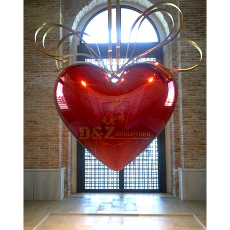 Large stainless steel outdoor heart garden sculpture