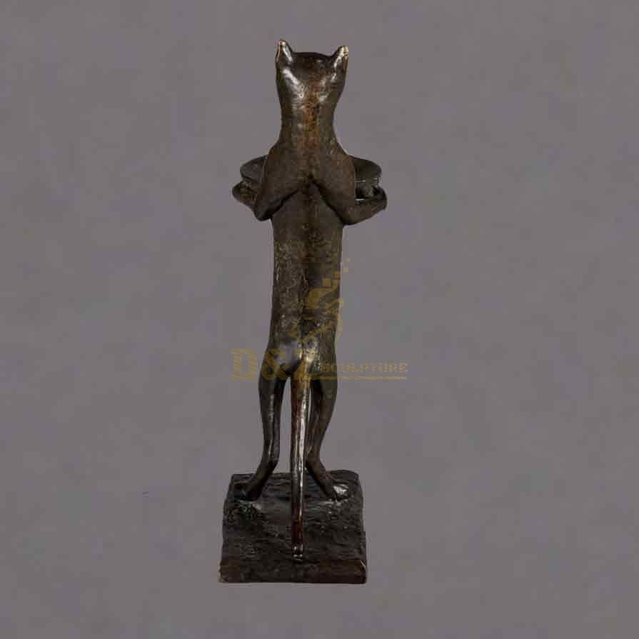 Bronze standing cat butler statue