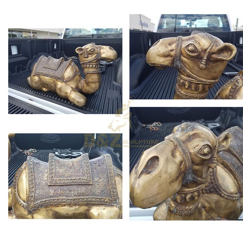 Outdoor life size vintage brass camel statue for sale