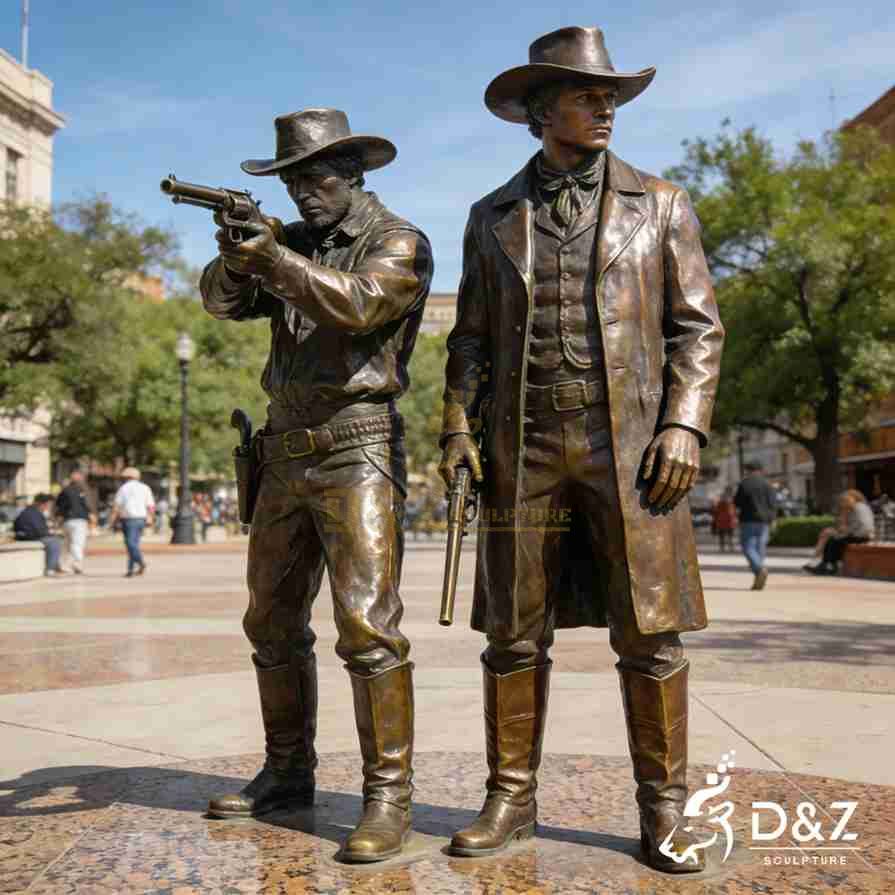 Large Outdoor Bronze Cowboy Statue for Sale DZJ-378